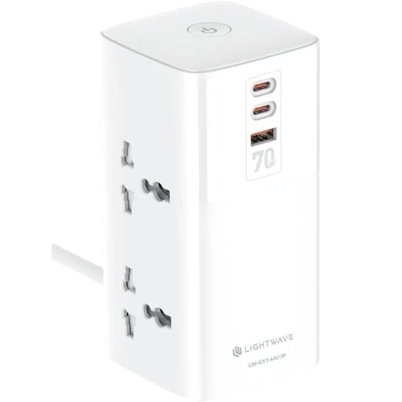 Lightwave LW-EXT-43U-3P | 4 AC Outlets | 3 USB Ports | 70W Fast ...